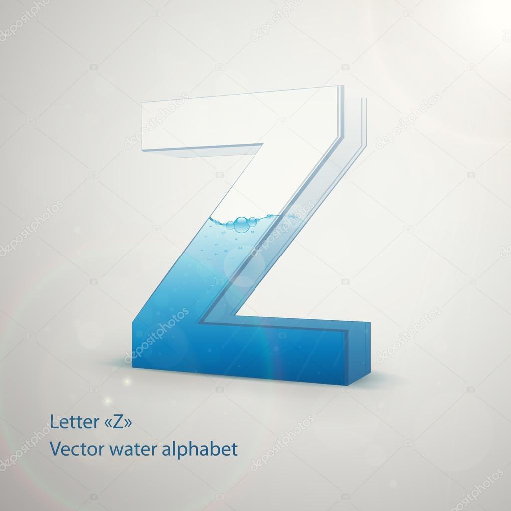 Water alphabet on gray background. Vector. Letter Z Stock Vector Image ...