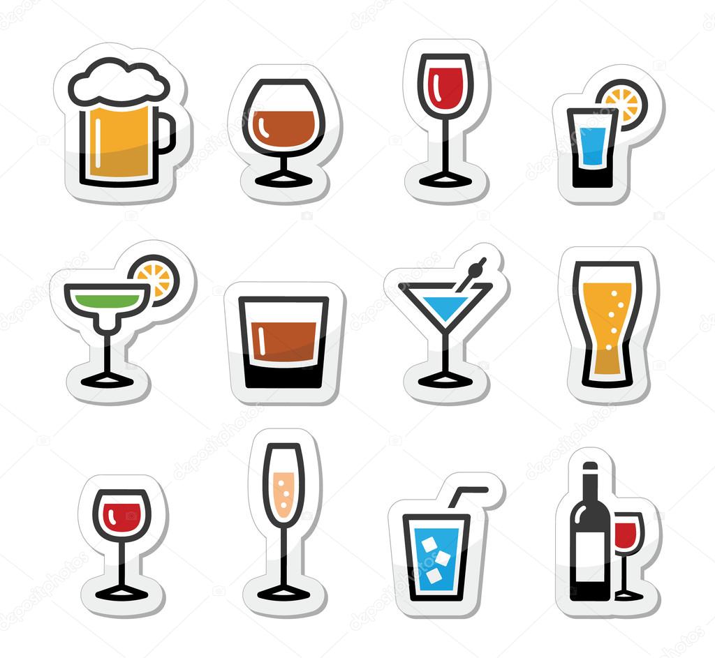 Drink alcohol beverage icons set as labels ⬇ Vector Image by © RedKoala ...