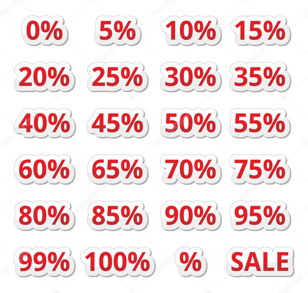 Retail sale percents vector red icons set — Stock Vector © RedKoala ...