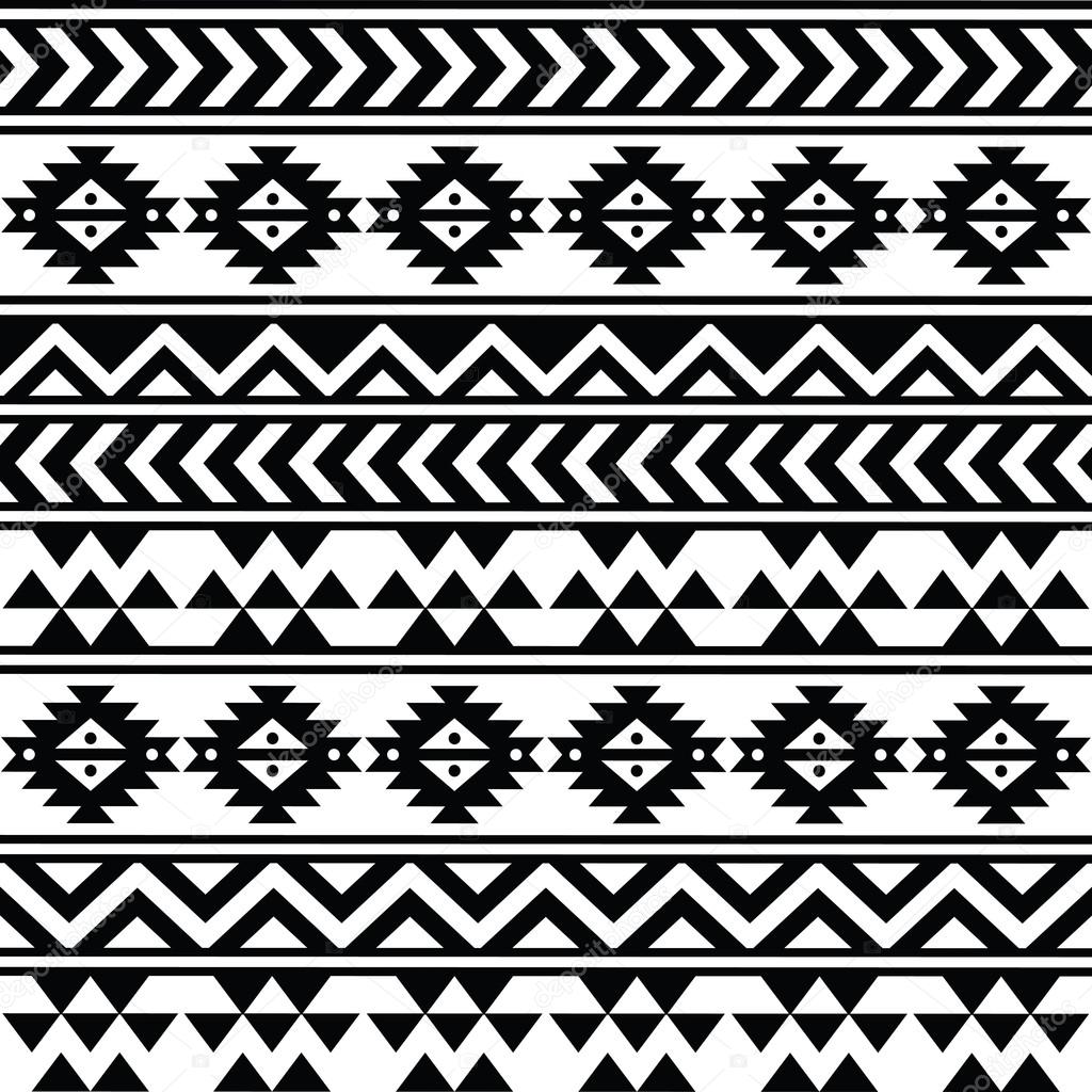 Aztec tribal seamless black and white pattern Stock Vector Image by ...