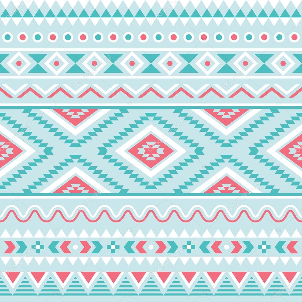 Patrón tribal sin costuras, fondo azul azteca y rosa 2022