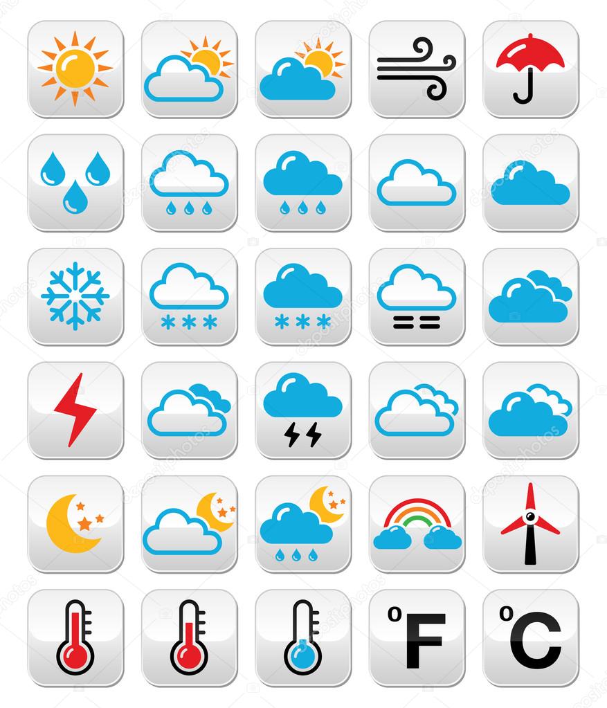 Weather forecast colorful vector buttons set — Stock Vector © RedKoala ...