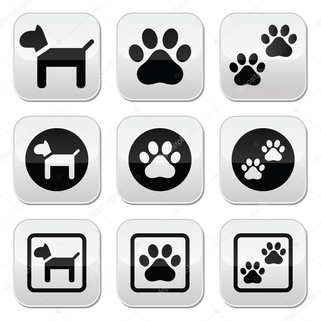 Anjing, cetak kaki tombol vektor ditata Vektor Stok oleh ©RedKoala 44198605