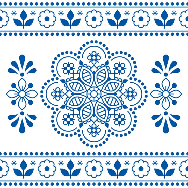 Scandinavian Folk Art Outline Vector Long Horizontal Oriented Seamless ...