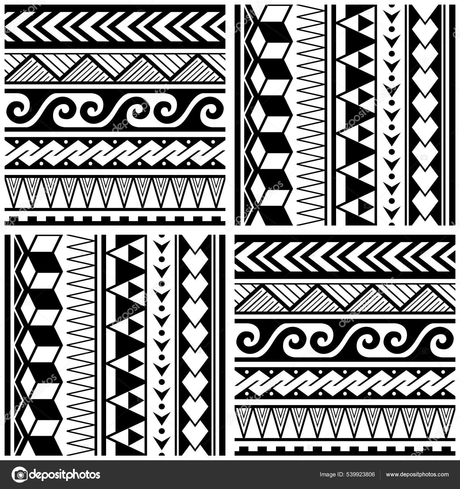 Polynesian Tribal Seamless Vector Pattern Geometric Shapes Triangles ...