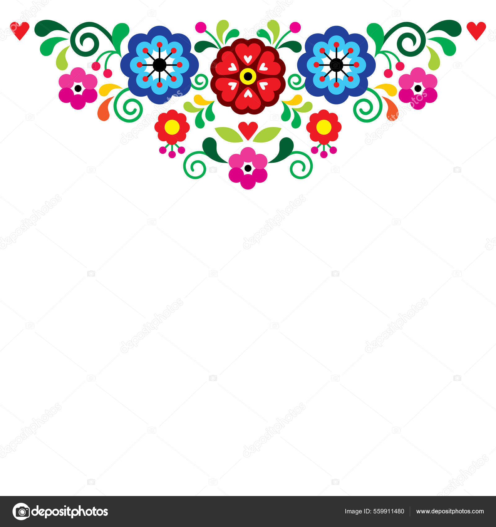 Mexican Traditional Embroidery Style Vector Greeting Card Wedding ...
