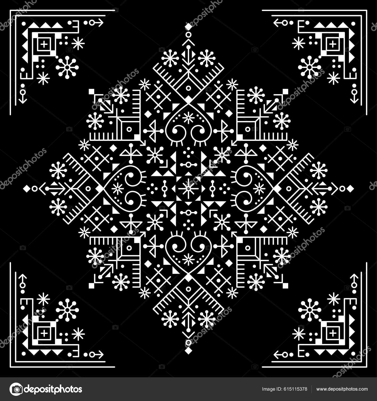 Tribal Neotribal Line Art Vector Mandala Pattern Corners Geometric ...