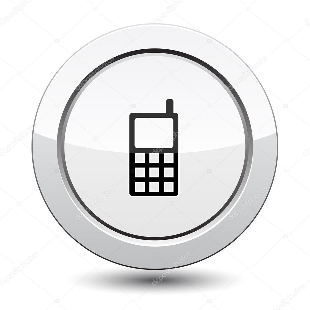 Silver Button with Phone Icon Stock Vector by ©robisklp 30205139