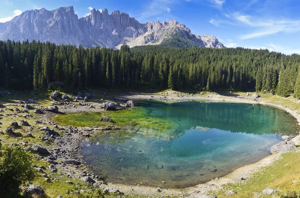 Carezza Lake in Dolomites,Val Di Fassa,South Tyrol,Italy — Stock Photo ...