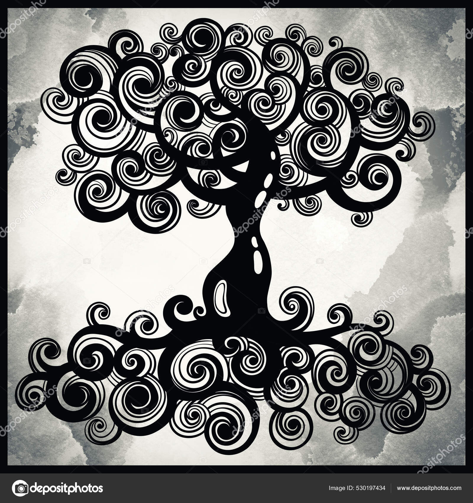 World Tree Yggdrasil Abstract Ornamental Drawing Mixed Media Artwork ...