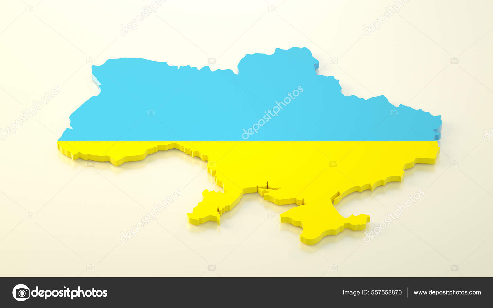Ukrainian Territory Map National Colors Blue Yellow Volumetric ...