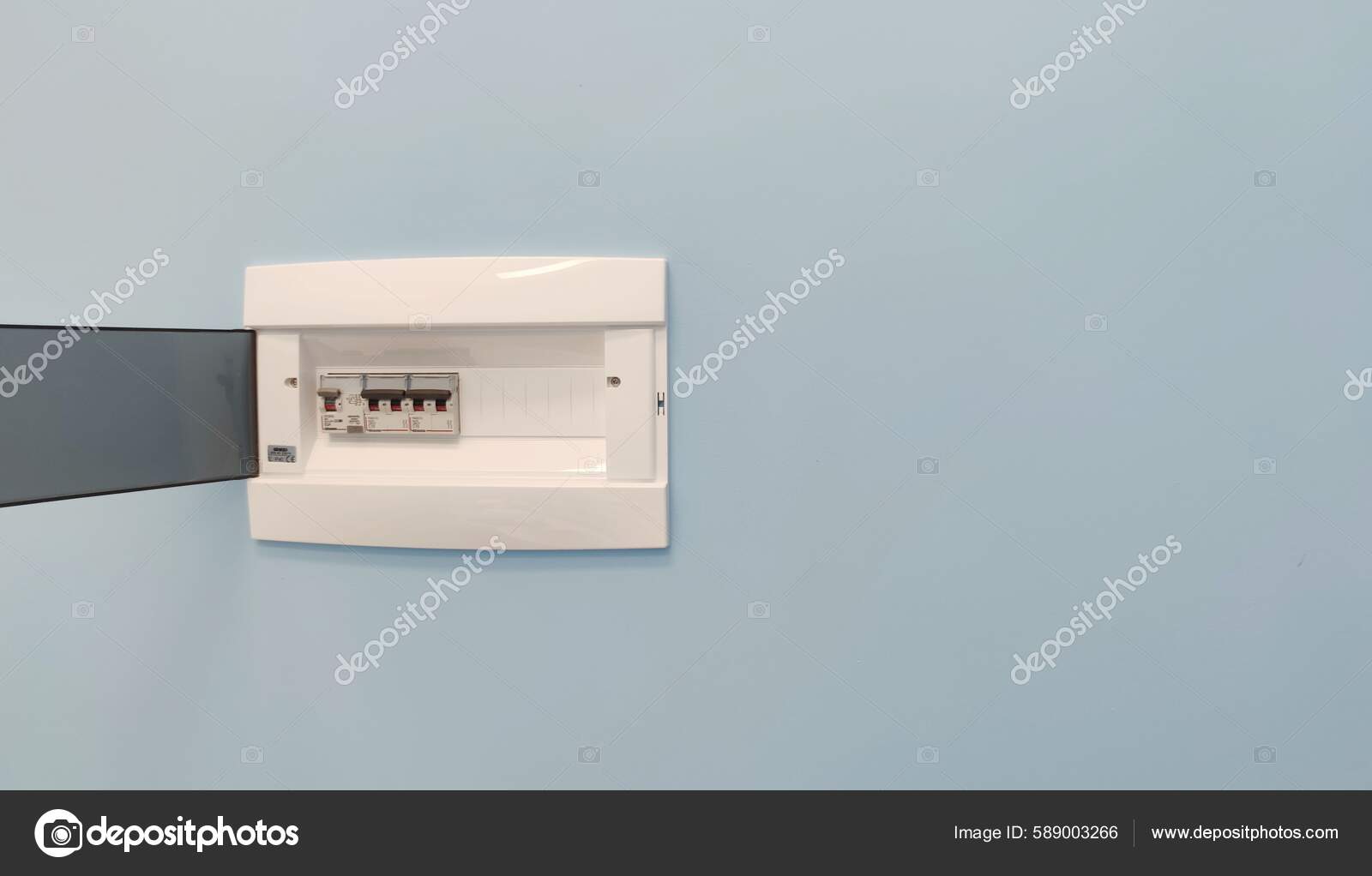 Circuit Breaker Board Displays Many Switches Finger Turn Back — Stock ...