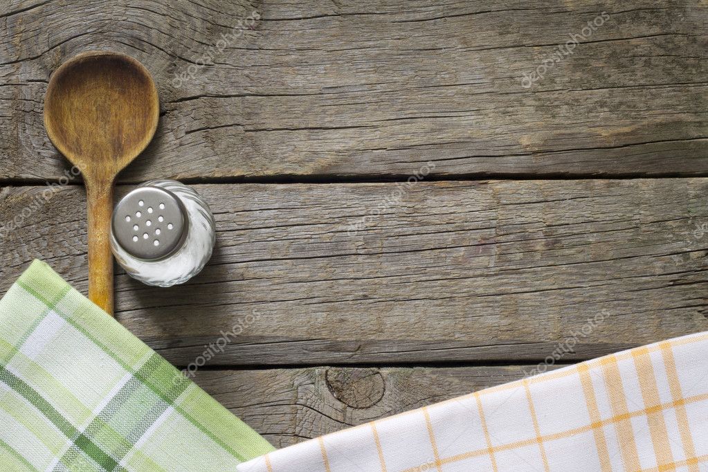 Abstract food background on vintage boards with wooden spoon Stock ...