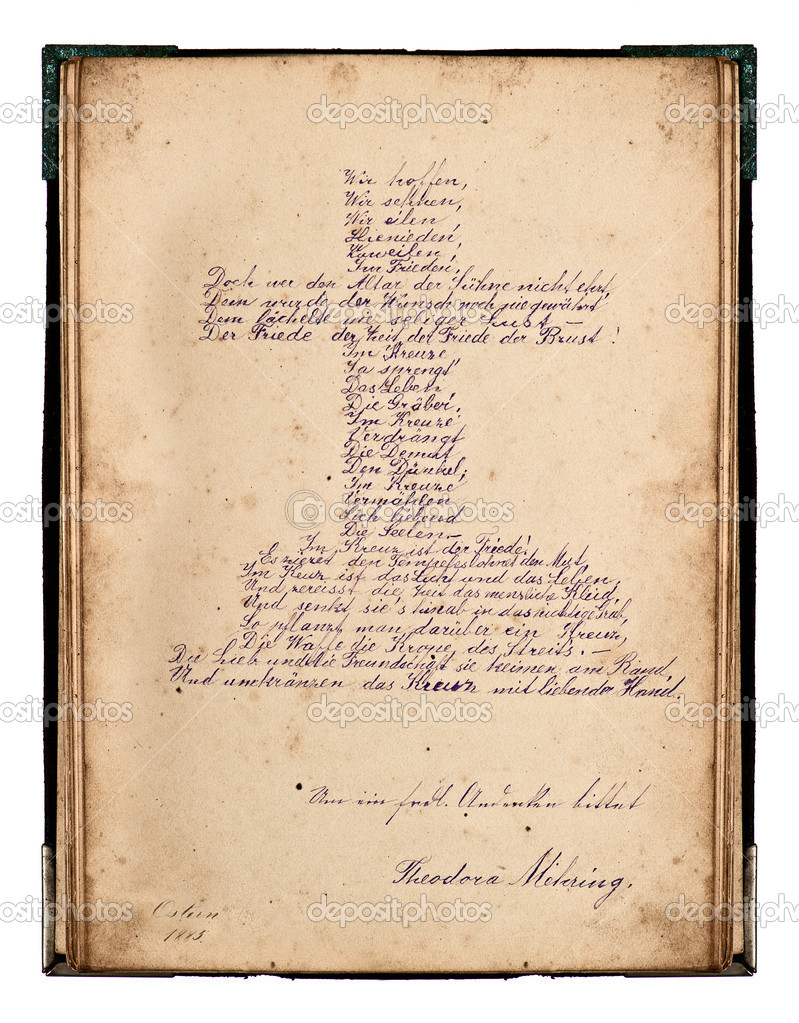 Easter poem handwritten in cross shape — Stock Photo #13991479