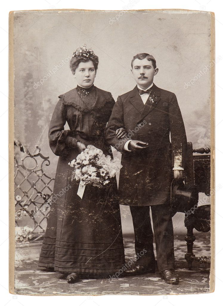 Vintage wedding photo. just married couple — Stock Photo © LiliGraphie ...