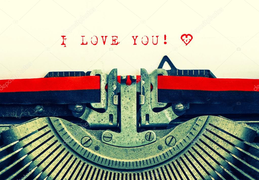 Typewriter with sample text I LOVE YOU and heart — Stock Photo ...