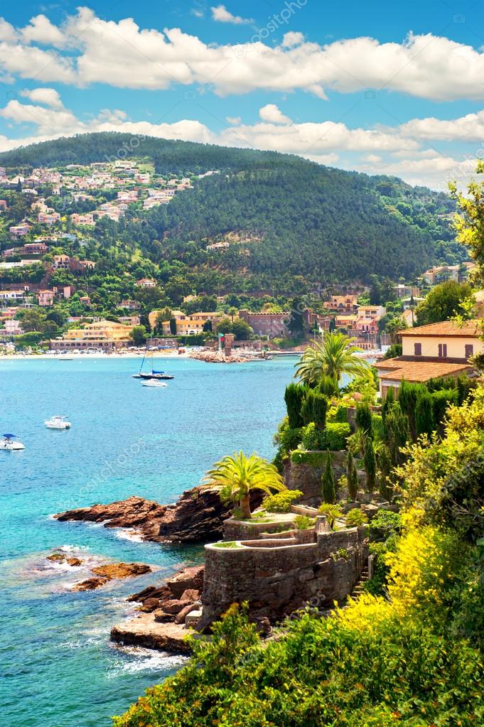 Mediterranean landscape with sea and blue sky — Stock Photo ...