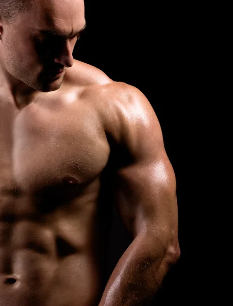 Strong man flexing | Bodybuilder man with perfect shoulders,biceps ...