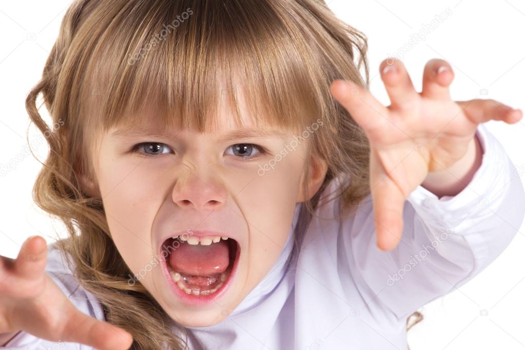 Portrait of a little screaming girl — Stock Photo © zaretskaya #50386811