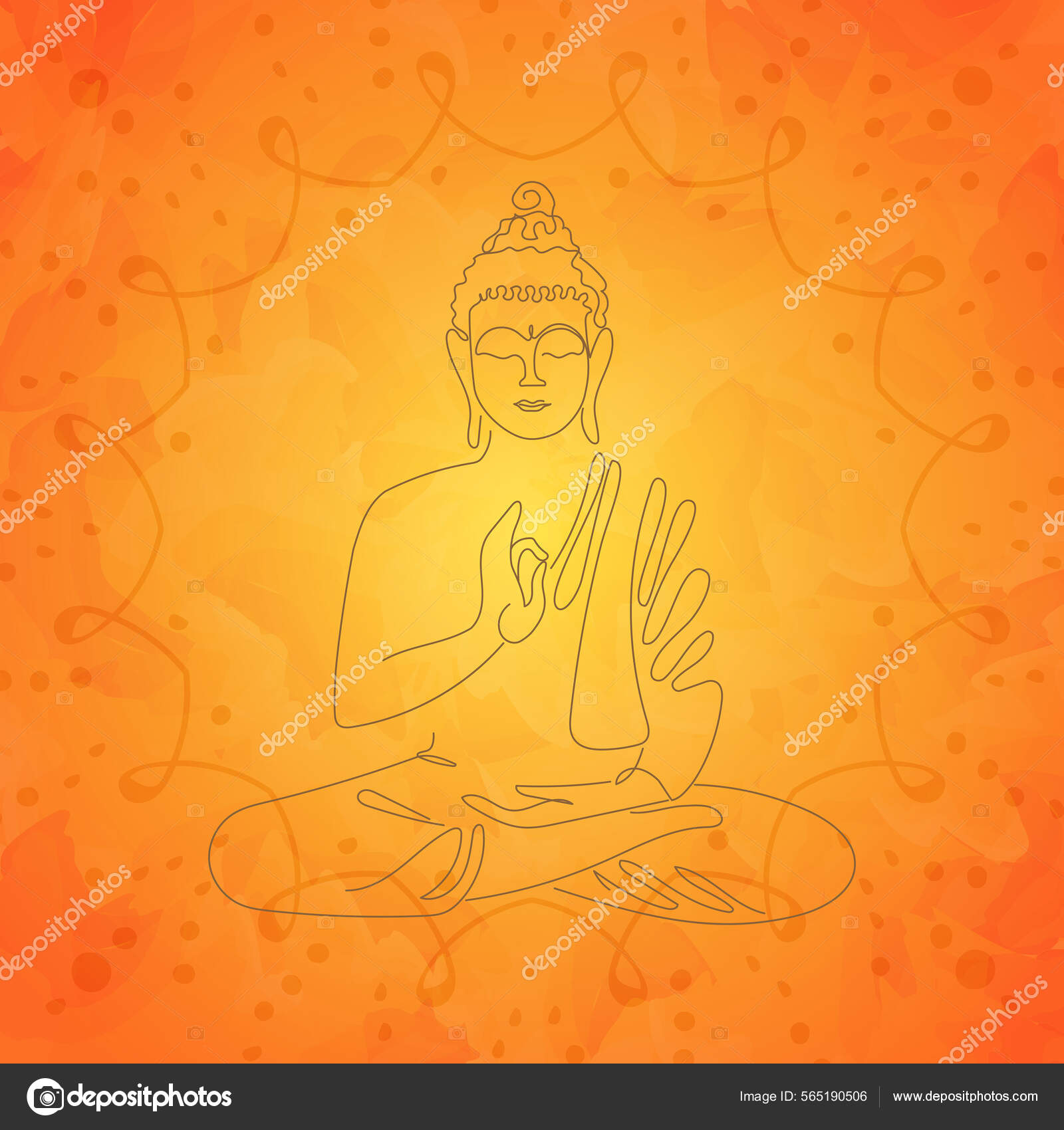 Buddha Line Art Bright Oriental Background Stock Vector Image by ...