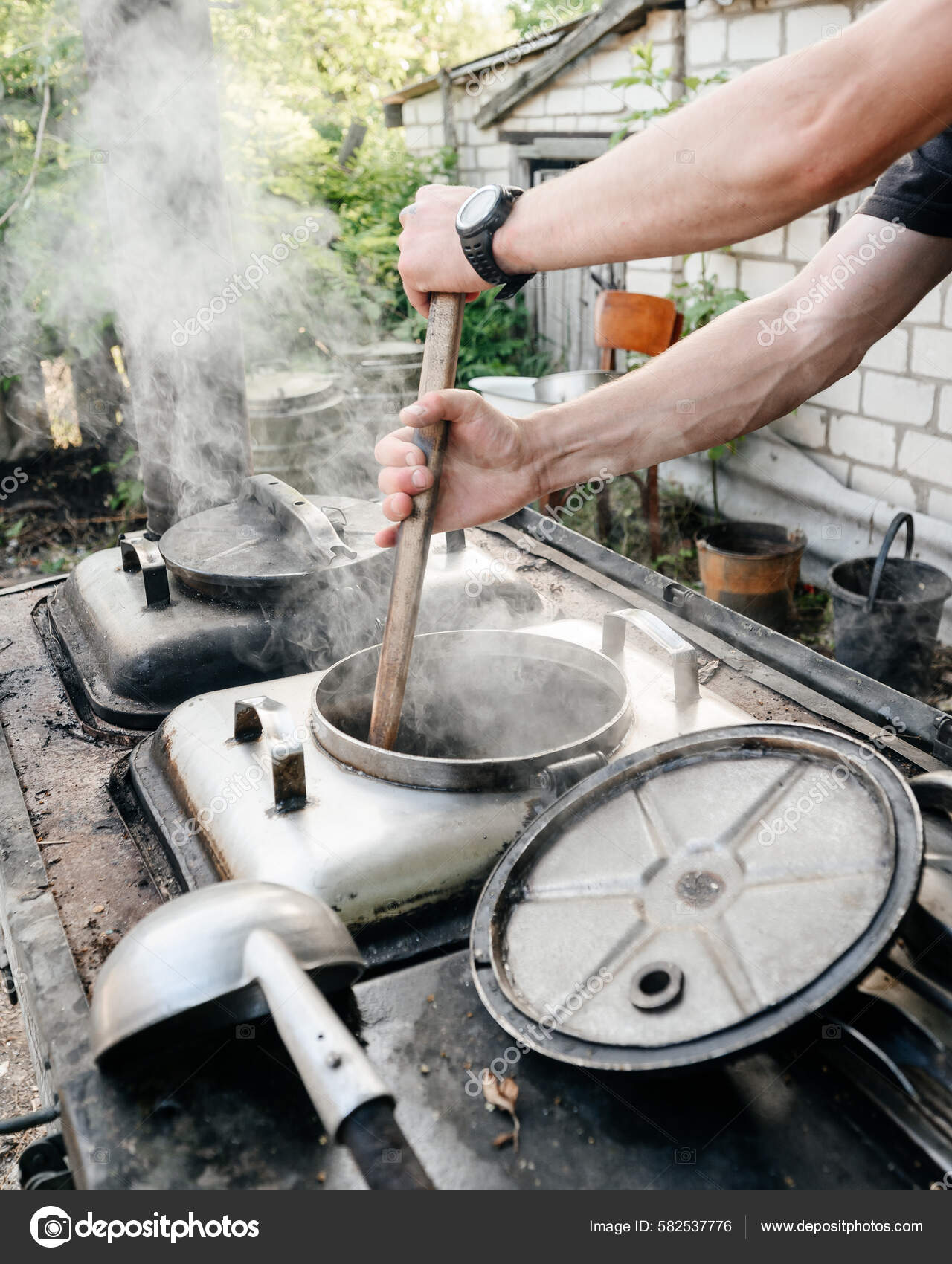 Cooking Field Kitchen War Ukraine Conditions War Hot Meals Army Stock ...