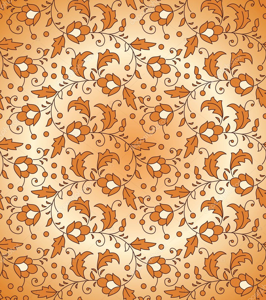 Seamless orange floral pattern Stock Vector Image by ©malkani #14124669