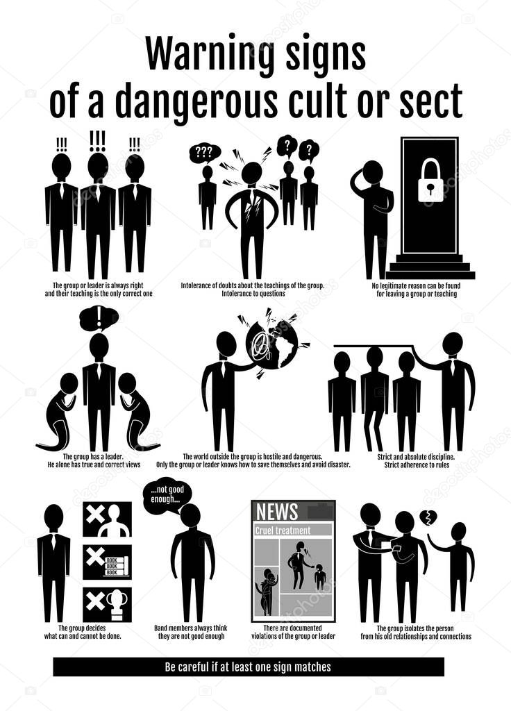 Infographic Signs of dangerous and destructive cults or sects. The ...