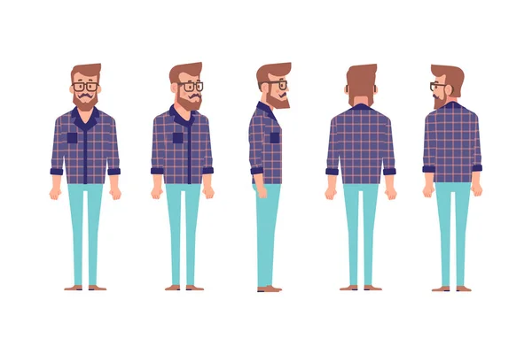 Man Male Guy Front Side Back View Flat Vector Character Stock Vector by ...