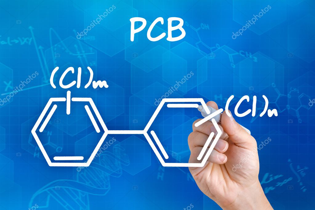 Hand with pen drawing the chemical formula of PCB — Stock Photo ...