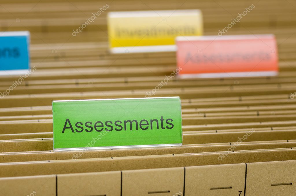 Hanging file folder labeled with Assessments Stock Photo by ©Zerbor ...
