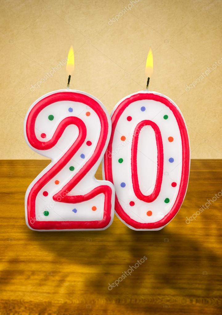 Burning birthday candles number 20 — Stock Photo © Zerbor #42527105