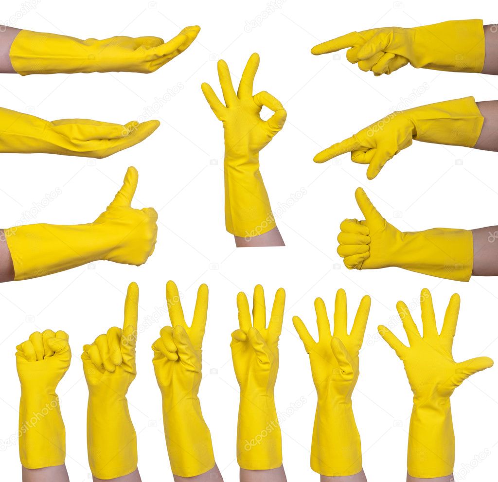 Hand gestures in yellow rubber glove Stock Photo by ©photkas 22923902