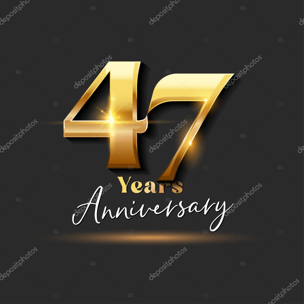 47 a os Aniversario N mero de Logotipo de Oro. Dise o vectorial para tarjeta de felicitaci n y ...