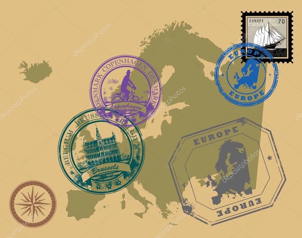 Europe theme stamp Stock Vector Image by ©_fla #13545651