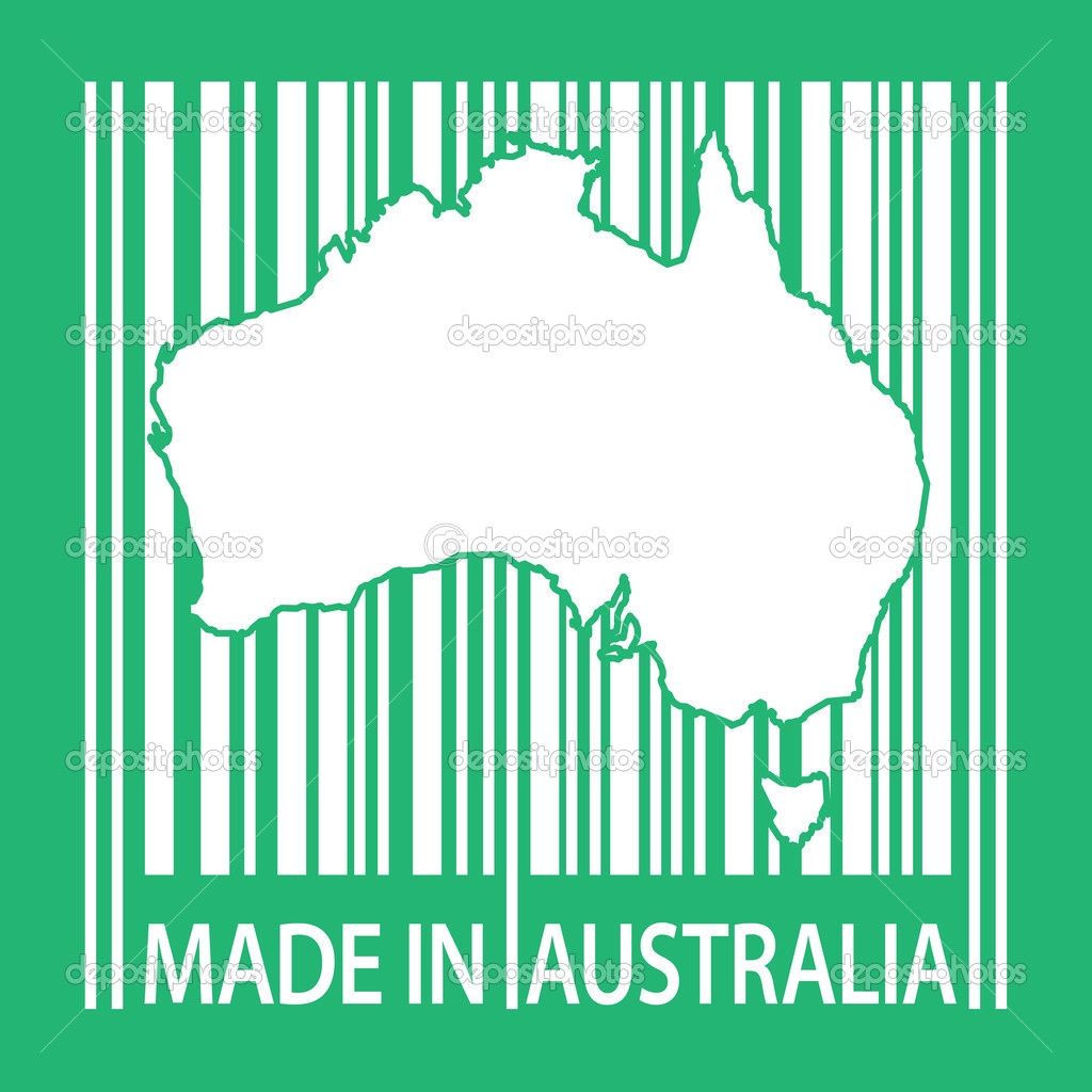 Stamp or label with bar code and text Made in Australia Stock Vector ...