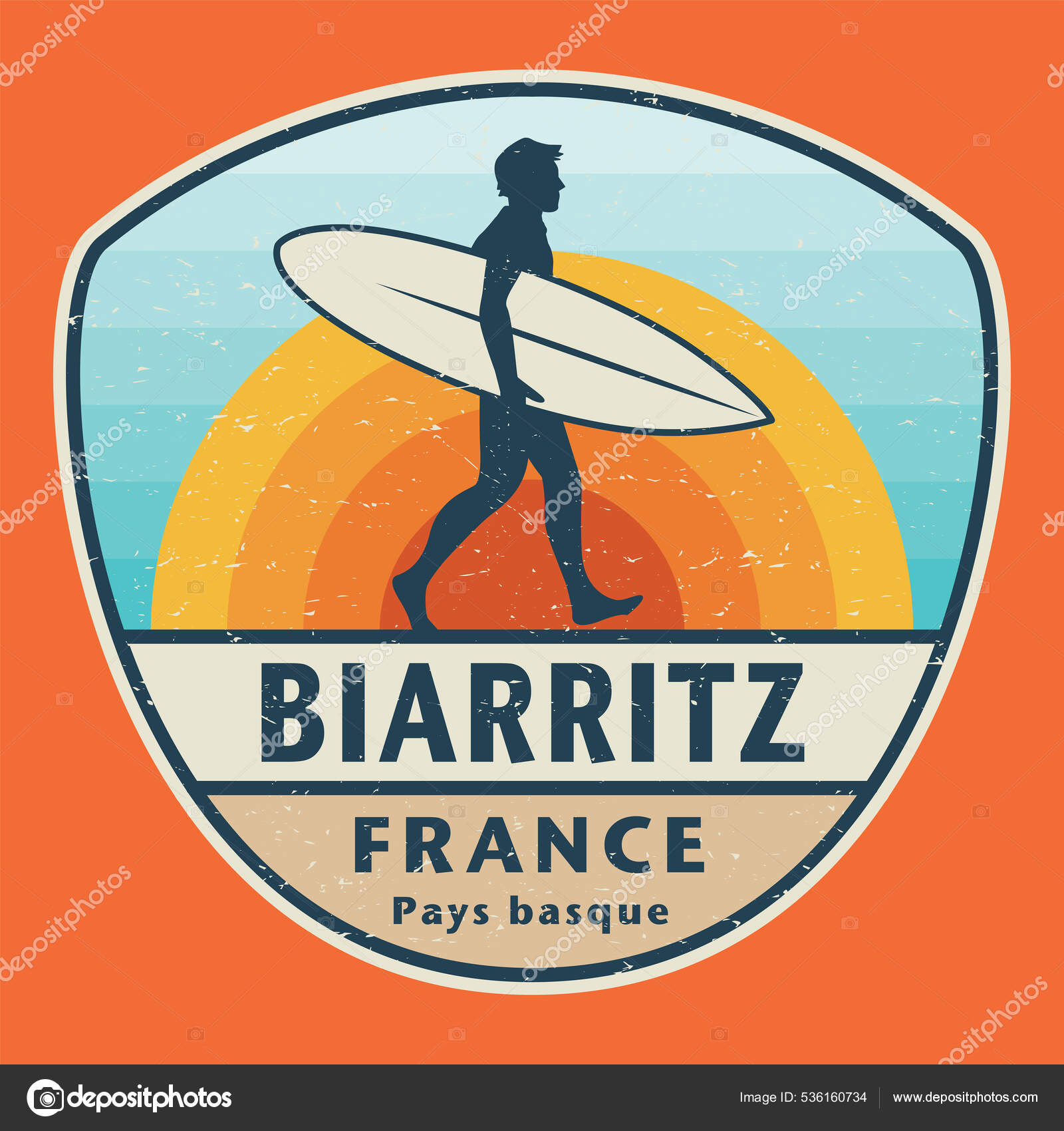 Sello Emblema Abstracto Con Nombre Biarritz Francia País Vasco ...