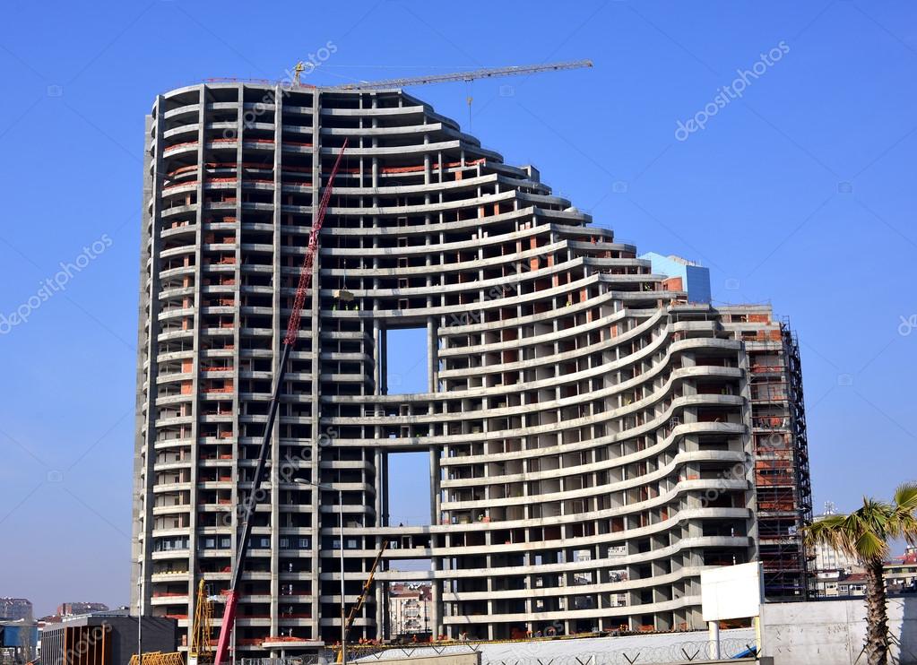 The construction of large buildings of different architectural — Stock ...