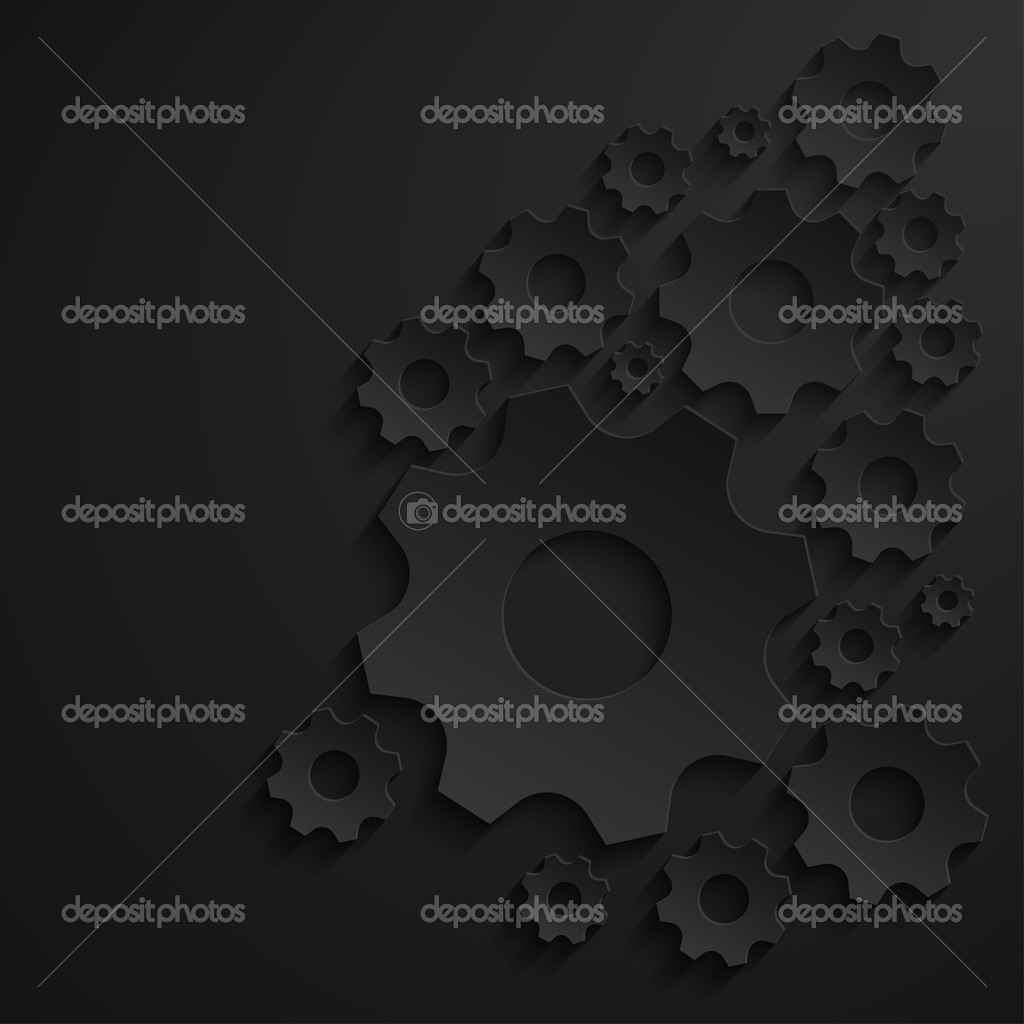 Paper gears on dark background. Vector illustration Stock Vector by ...
