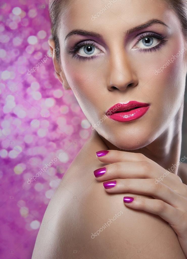 Professional Make Up Beautiful Female Art Portrait With Beautiful