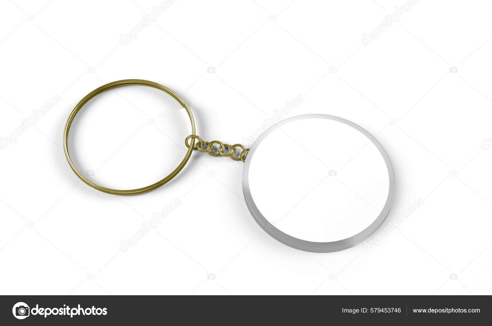 Isolated Transparent Plastic Keyring Golden Chain Mockup Rendering ...