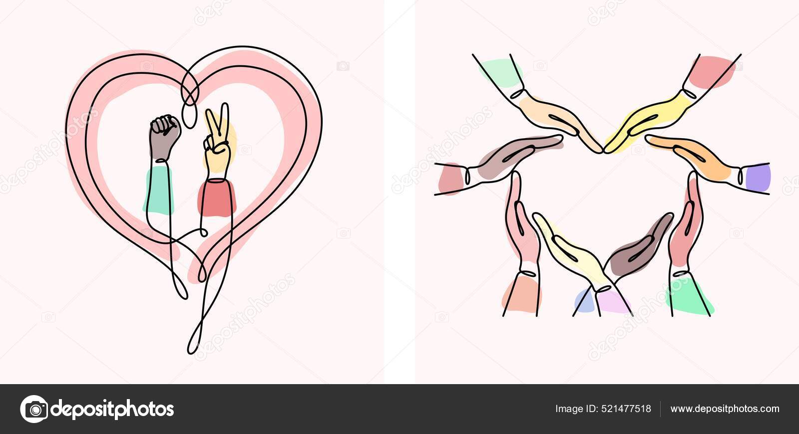 Inclusion Diversity Concept Multiracial Hands Form Heart Show Sign ...