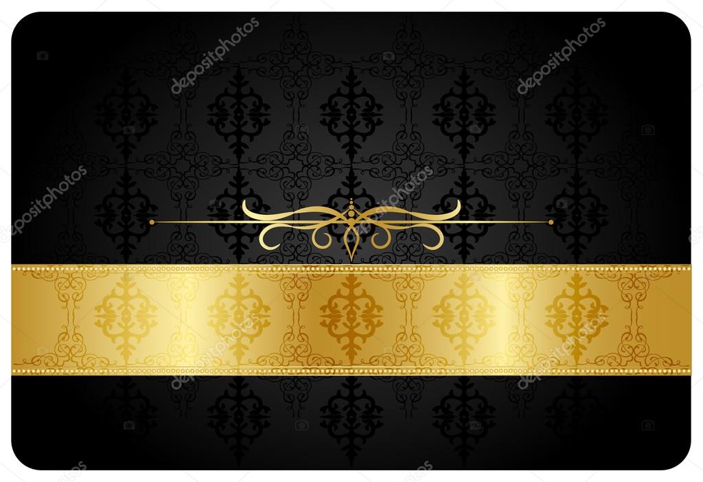 Gold ribbon greeting card — Stock Vector © baser #12300497