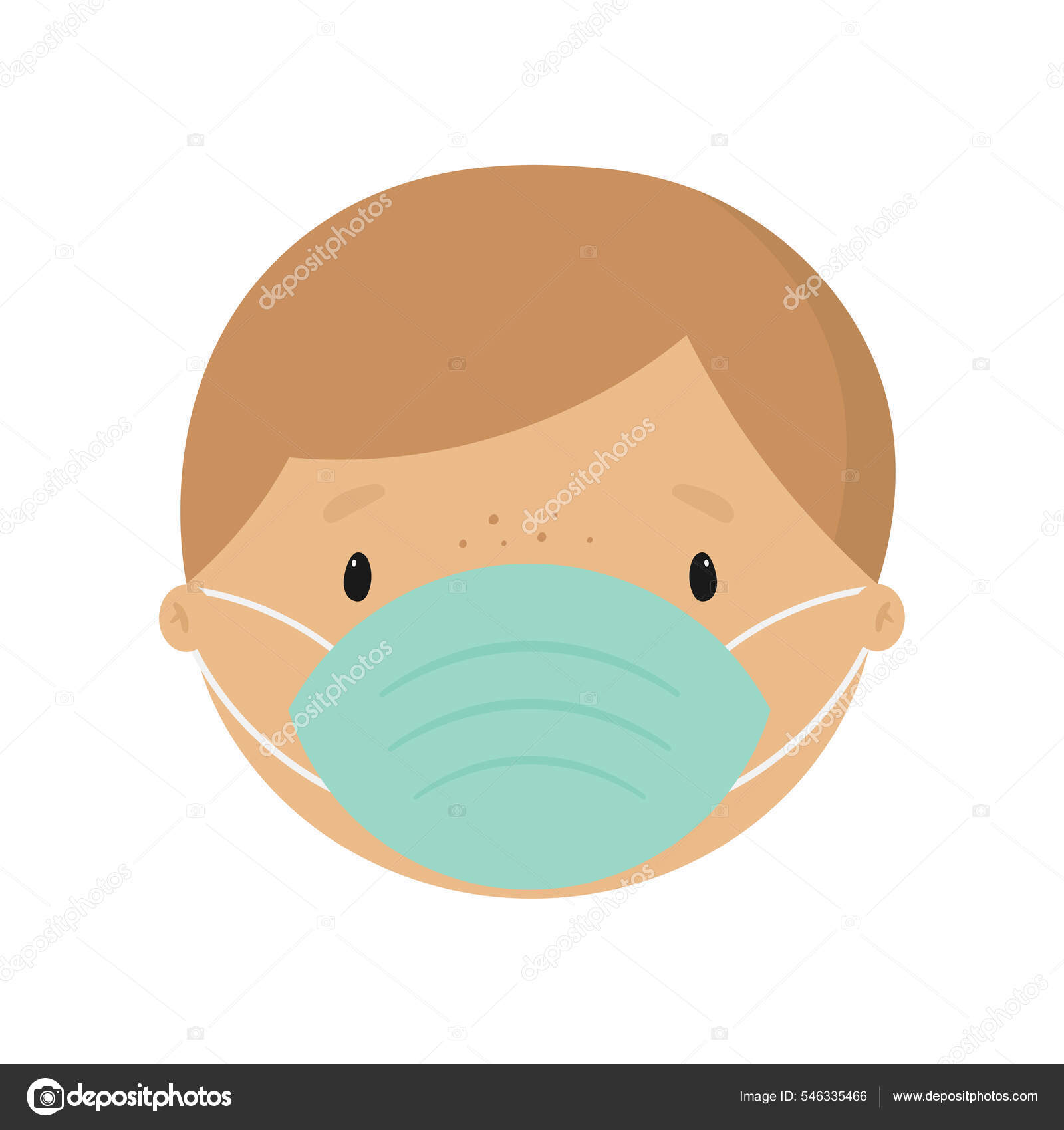 Illustration Boy Wearing Mask Cartoon Style Vector Stock Vector Image ...