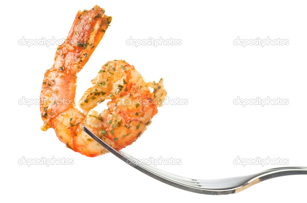 Shrimp pinned on a fork Stock Photo by ©luiscarceller 25900945