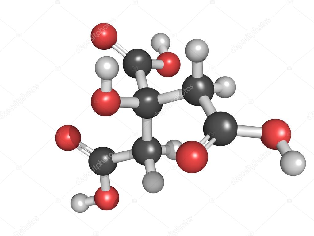 Citric acid, molecular model. Stock Photo by ©ibreakstock 33747369