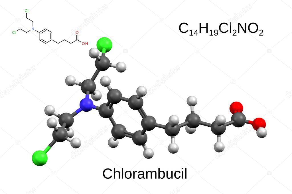 Fórmula química, fórmula estructural y modelo 3D de bola y palo del ...