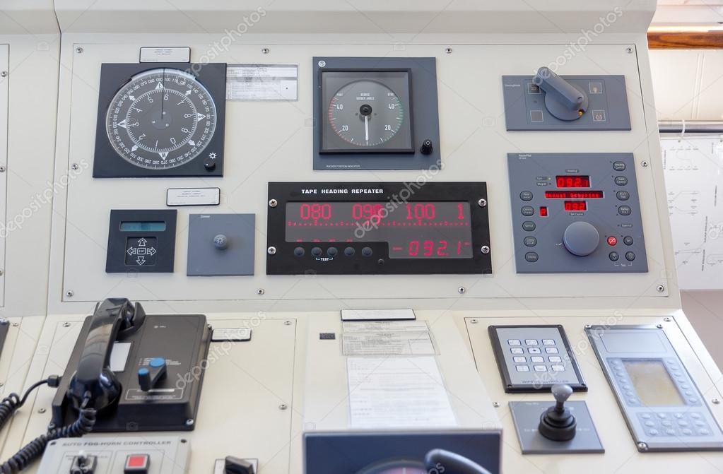 Instruments in the bridge of a modern ship — Stock Photo © lefpap #13861341