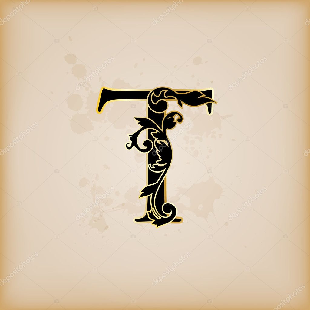 Sztuka inicjały litera t — Grafika wektorowa © pocike #12548364