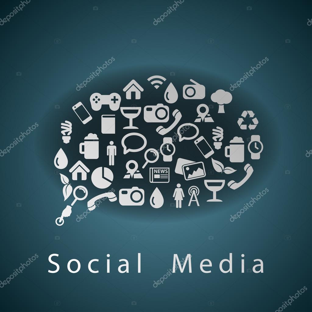 Social media icons texture in chat bubble — Stock Vector © pocike #23358134