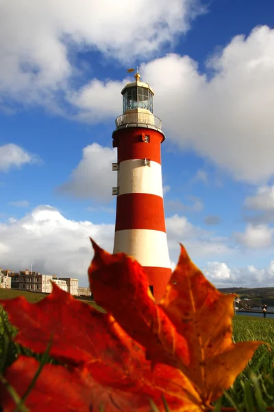Plymouth Lighthouse with autumn leaves in England Stock Photo by ©samot ...